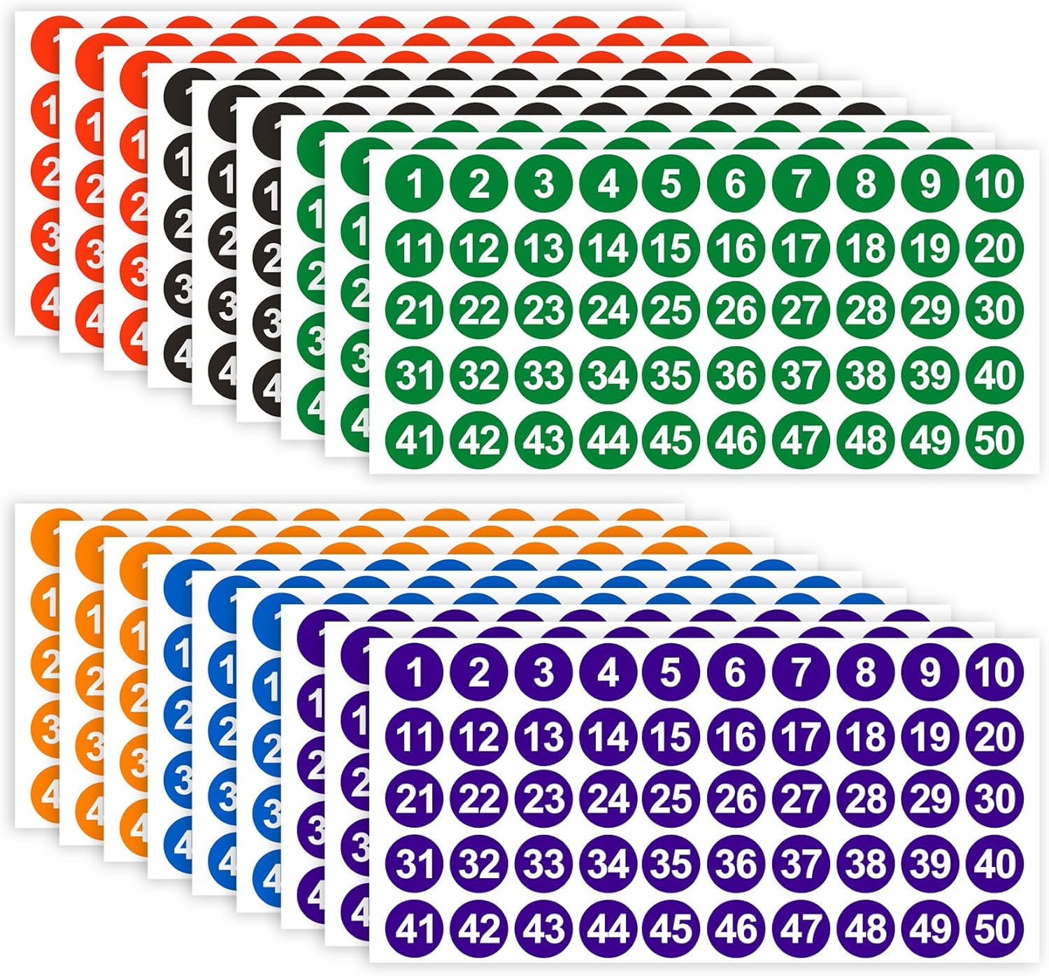 Consecutive Number Stickers, 900 PCS Number Stickers 1 to 50, 18 Sheets ...