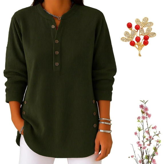 Consecutivte Women's Solid Color Crew Neck Long Sleeve Casual Loose ...