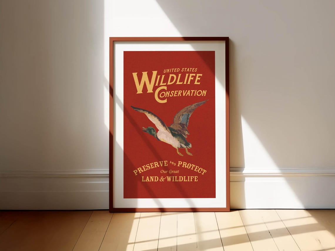 Conservation Retro Wildlife Outdoors Rustic Art, Unframed Paper Poster ...