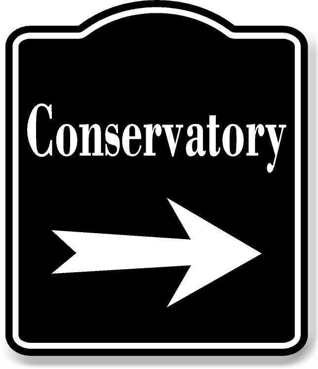 Conservatory Right Arrow BLACK Aluminum Composite Sign, 15"x18 ...