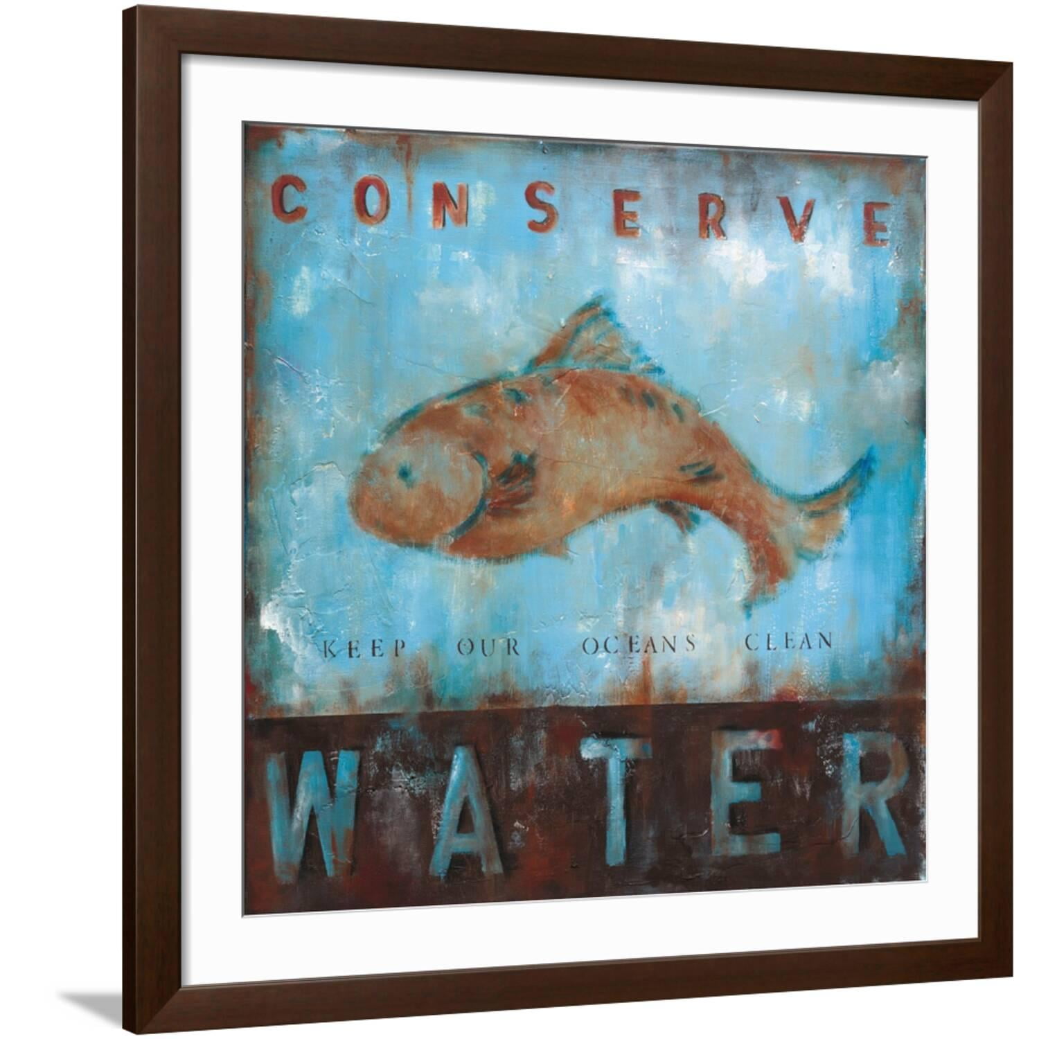 Art.com Conserve Water Art Print by Wani Pasion, Brown Frame Wall Art ...