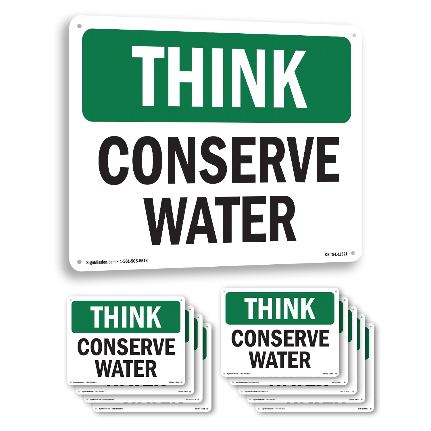 Conserve Water OSHA Think Rigid Plastic Sign 24 Inch x 18 Inch - 10 ...