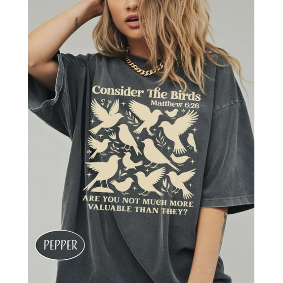 Consider The Birds Shirt Bible Verse T-Shirt Christian Mom Retro Bird ...