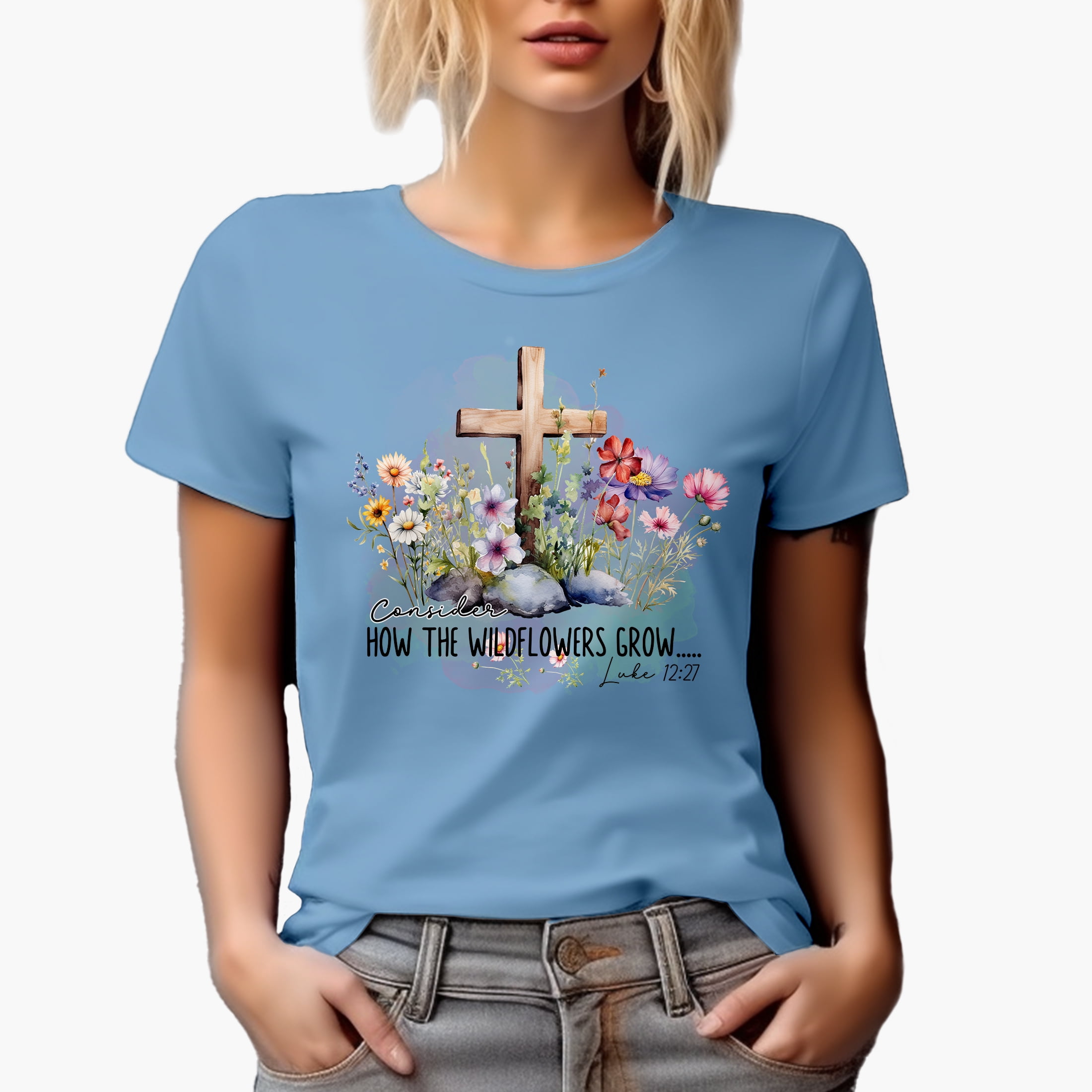 Consider How the Wildflowers Grow Luke 12 27, Watercolor Cross ...