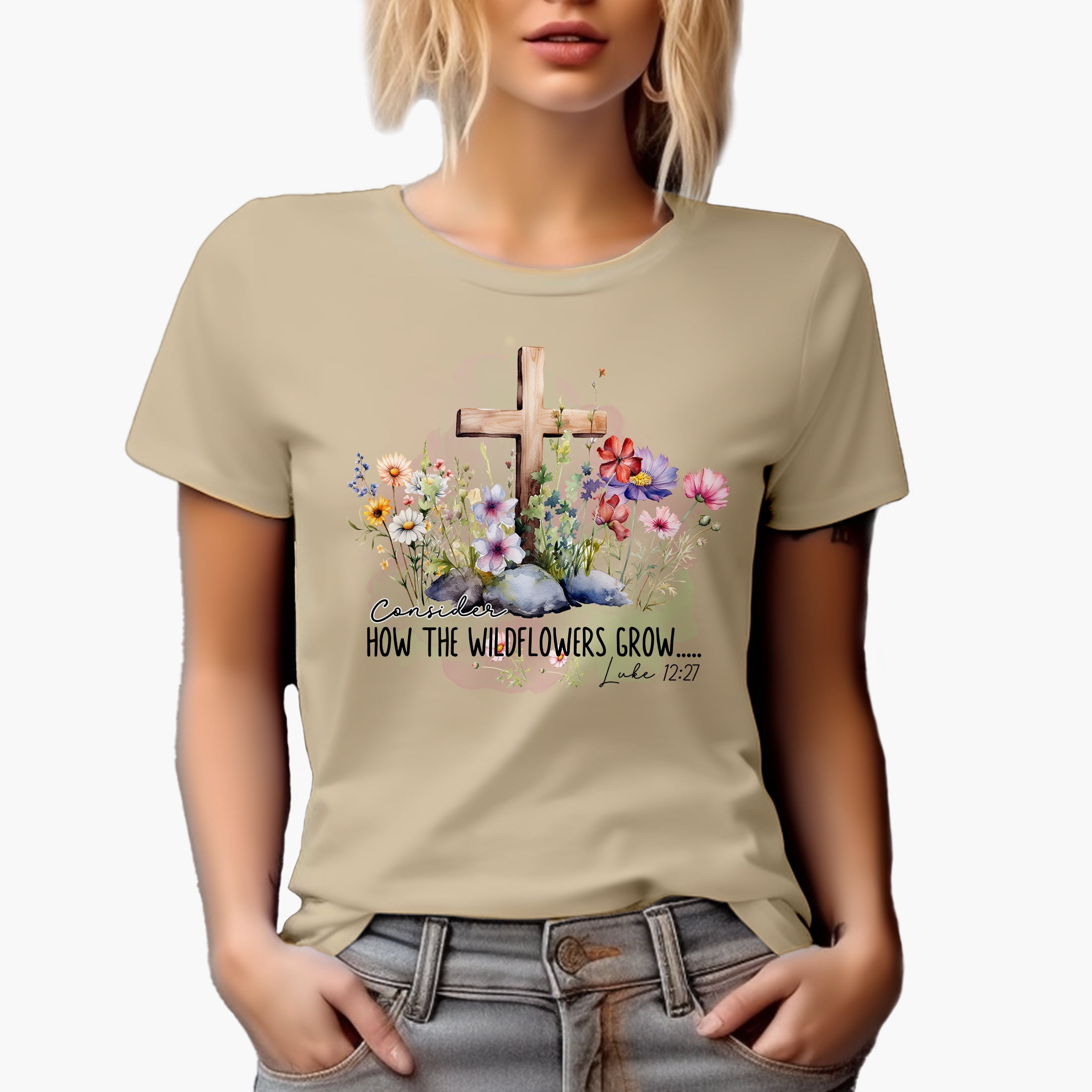 Consider How the Wildflowers Grow Luke 12 27, Watercolor Cross ...