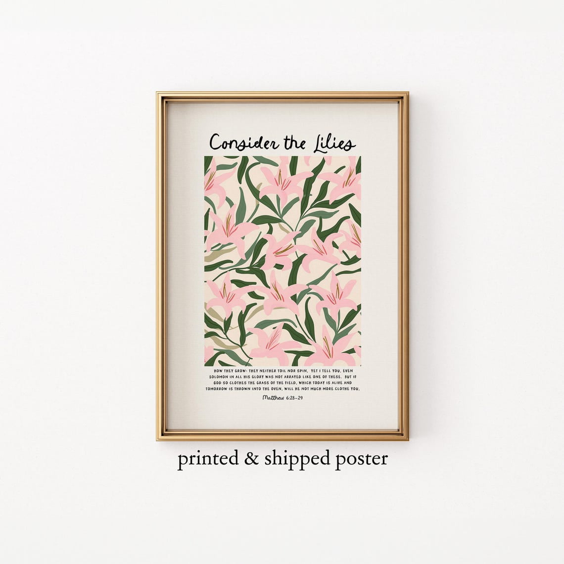Consider The Lilies Poster, Christian Wall Art, Bible Verse Wall Arted ...