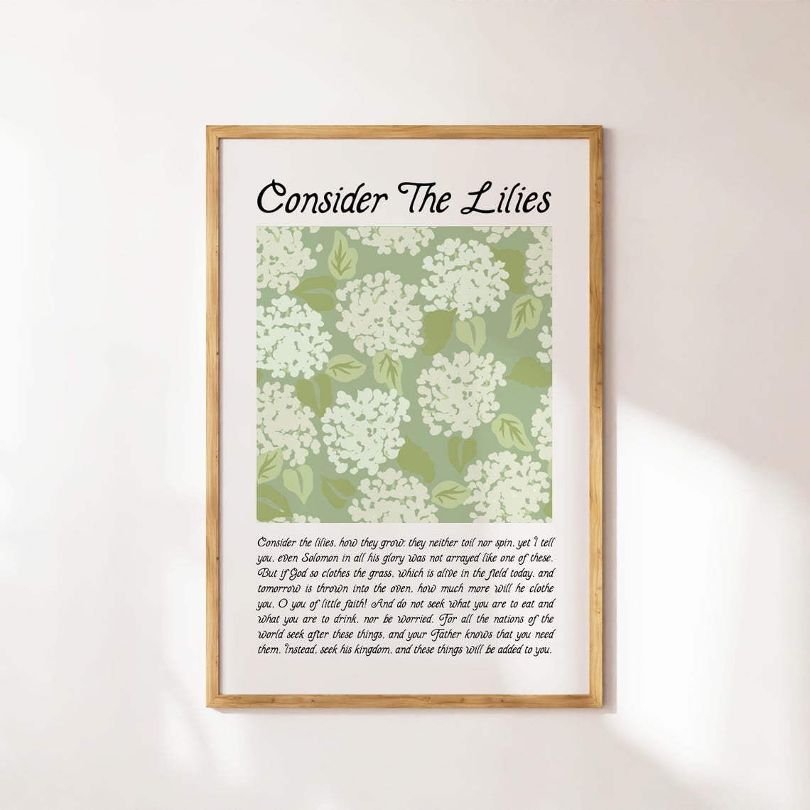 Consider The Lilies Print, Bible Verse Wall Art, Christian Floral Decor ...
