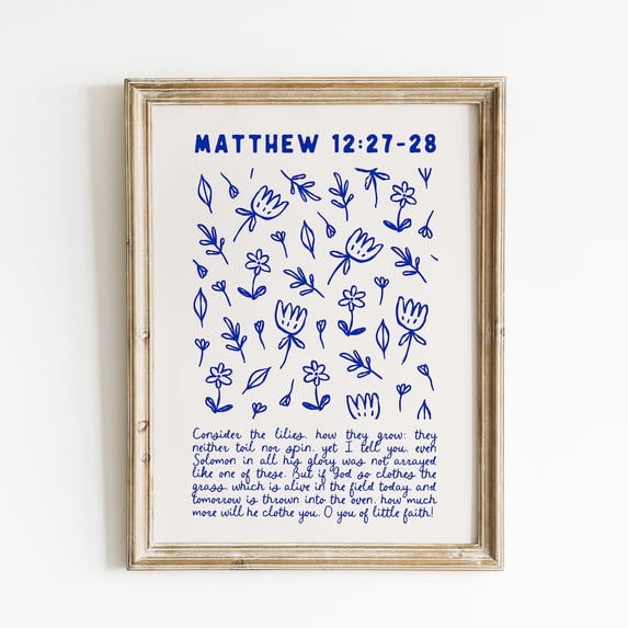 Consider The Lilies Bible Verse Wall Art Flower Market Poster Wall Art ...
