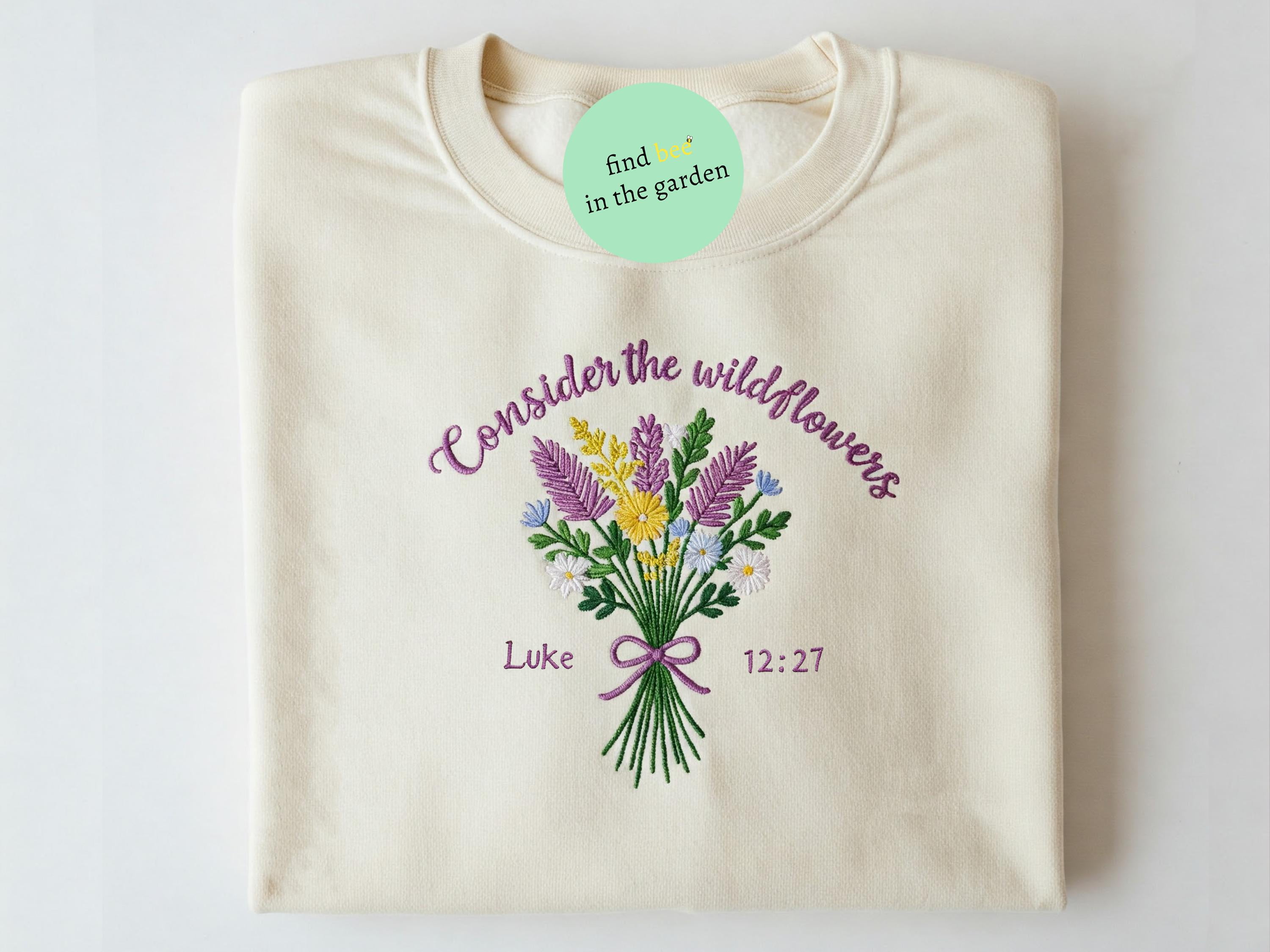 Consider The Wildflowers Embroidered Sweatshirt, Christian Sweatshirt ...