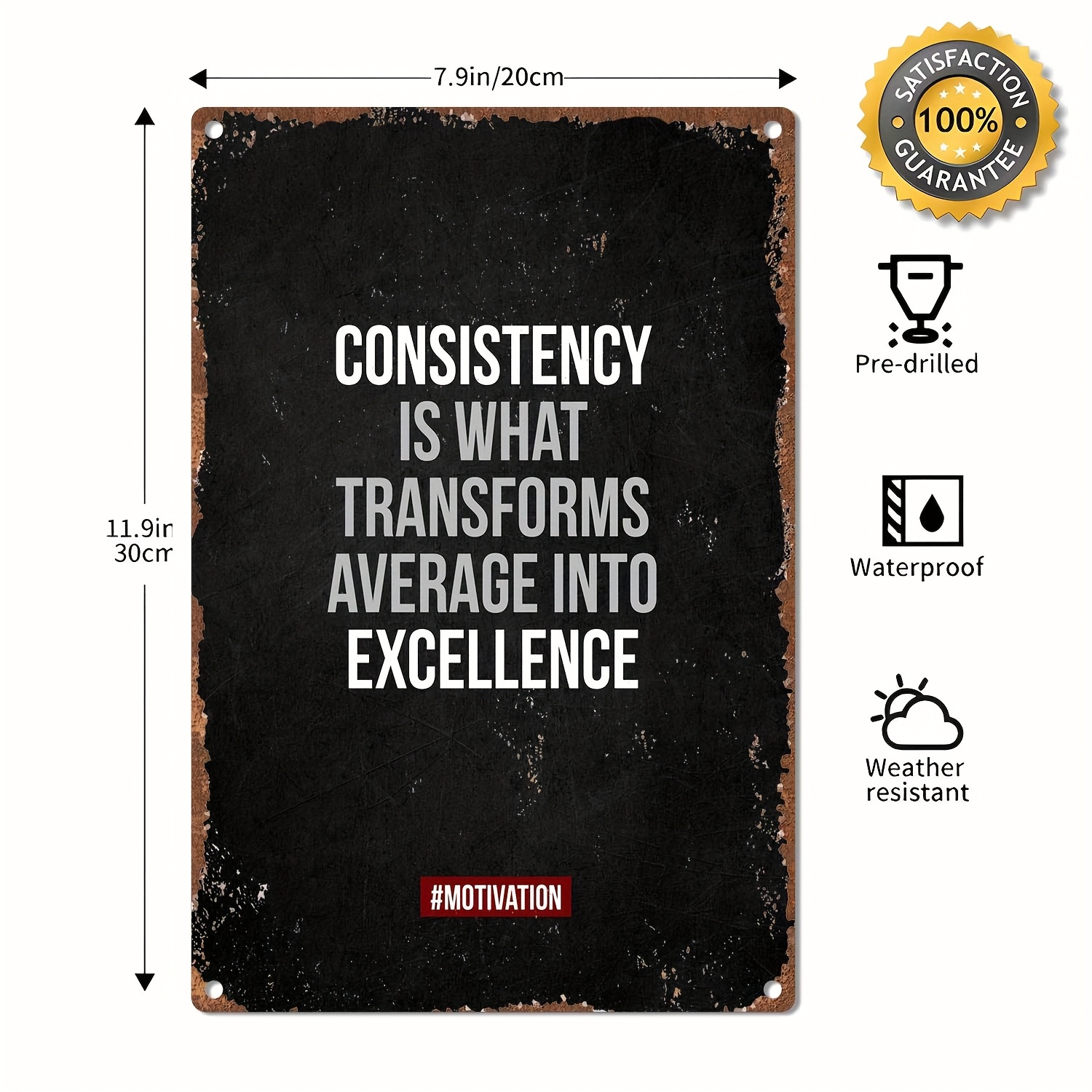 Consistency Transforms Average Into Excellence.Retro Metal Tin Sign ...