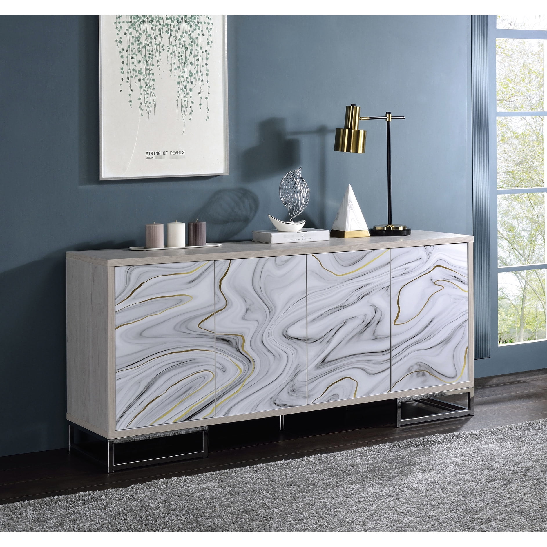 Console Cabinet | Ample Space for Organizing | Metal and Particle Board ...