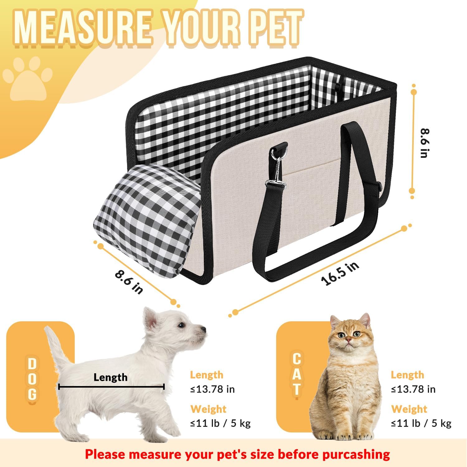 Console Dog Car Seat - Portable Dogs Armrest Booster Seat for Small Dog ...