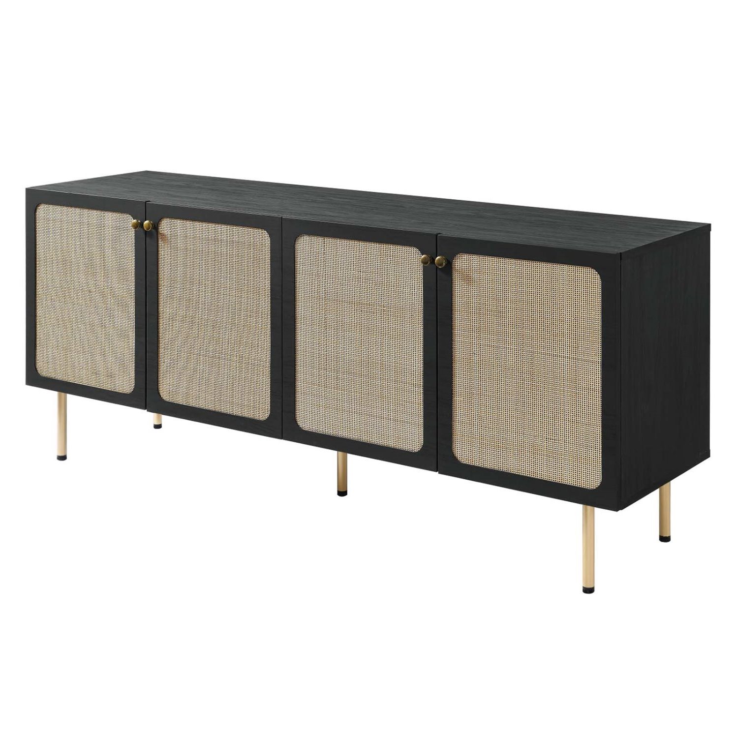 Console Entry Table Sideboard Cabinet, Black, Wood, Living Kitchen Cafe ...