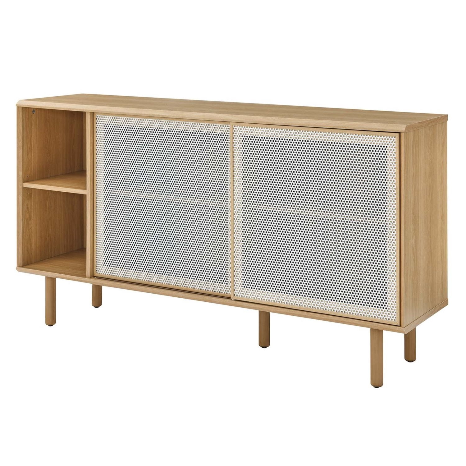 Console Entry Table Sideboard Cabinet, Brown Oak, Wood, Metal ...