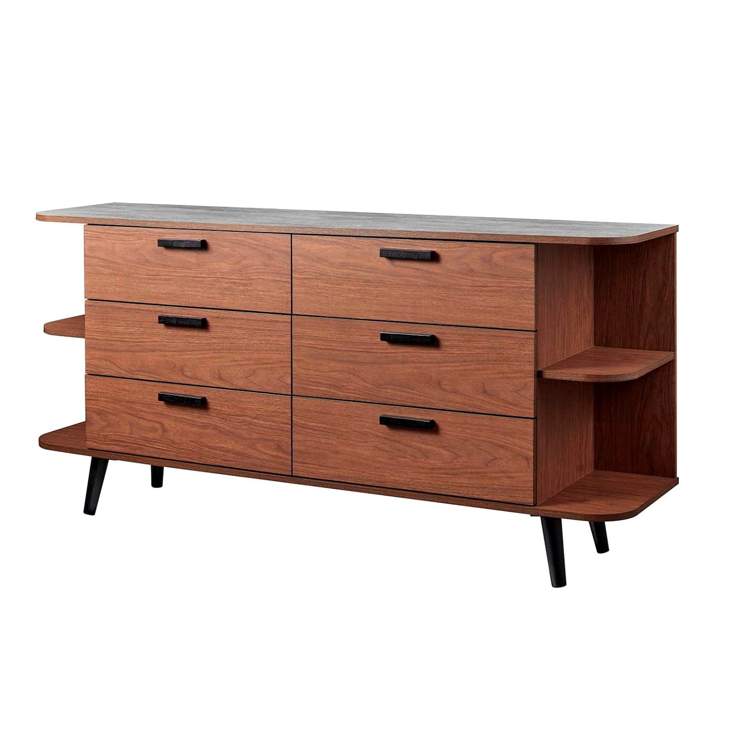 Console Entry Table Sideboard Cabinet, Walnut Gray, Wood, Mid Century ...