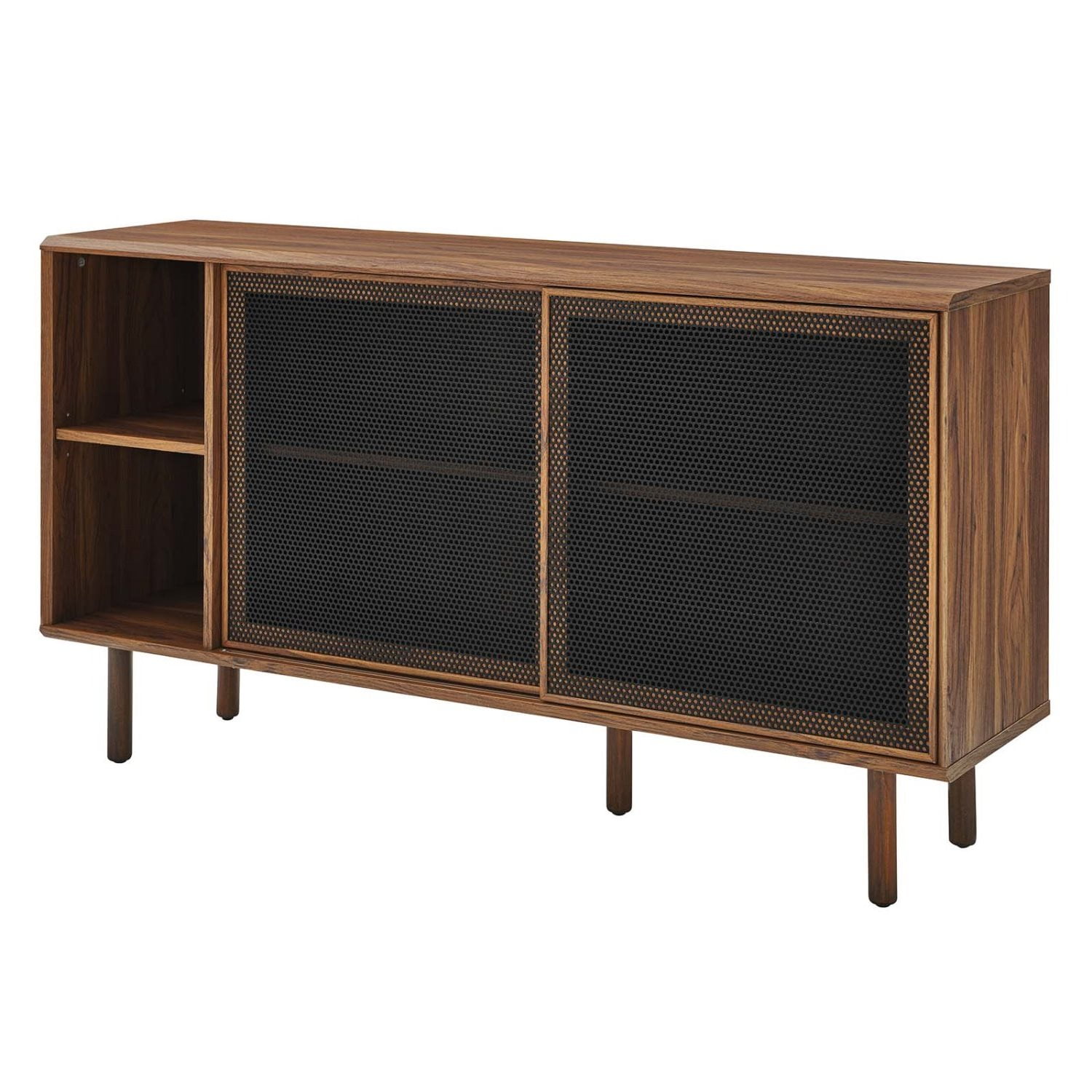 Console Entry Table Sideboard Cabinet, Walnut, Wood, Metal, Industrial ...