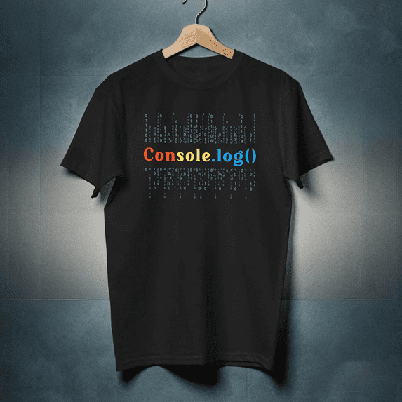 Console Log Javascript A Humorous Graphic T-Shirt for Programmers, for men and women up to 5XL ...
