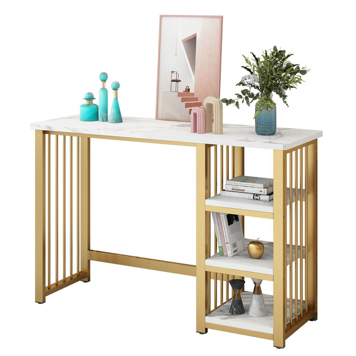 Console Narrow Sofa Table with Metal Frame for Living Room Industrial Entryway Hallway, Entrance ...