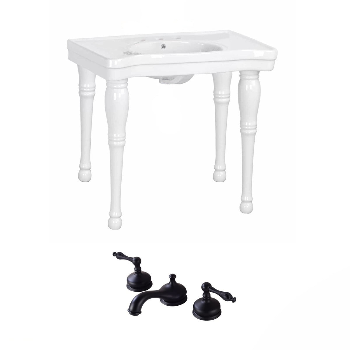 Console Sink White Belle Epoque Spindle Leg Widespread | Renovator's ...