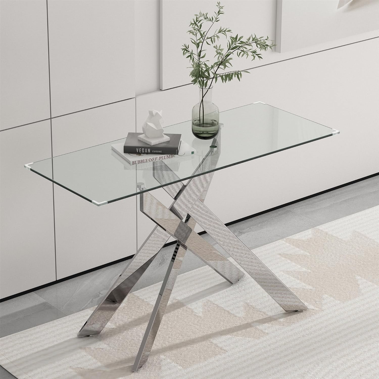 Console Sofa Glass Table, Modern Entryway Table, Tempered Glass Table ...