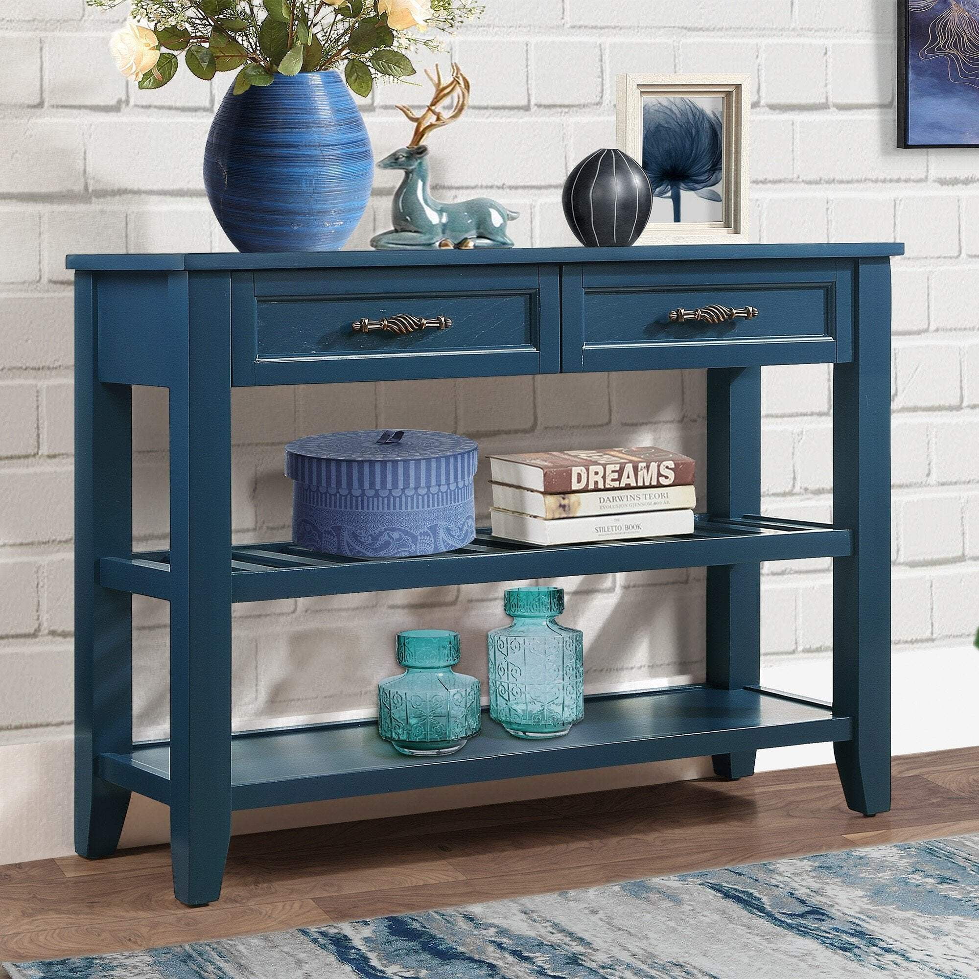 Streamdale Mid-Century Navy Blue Console Sofa Table - Walmart.com