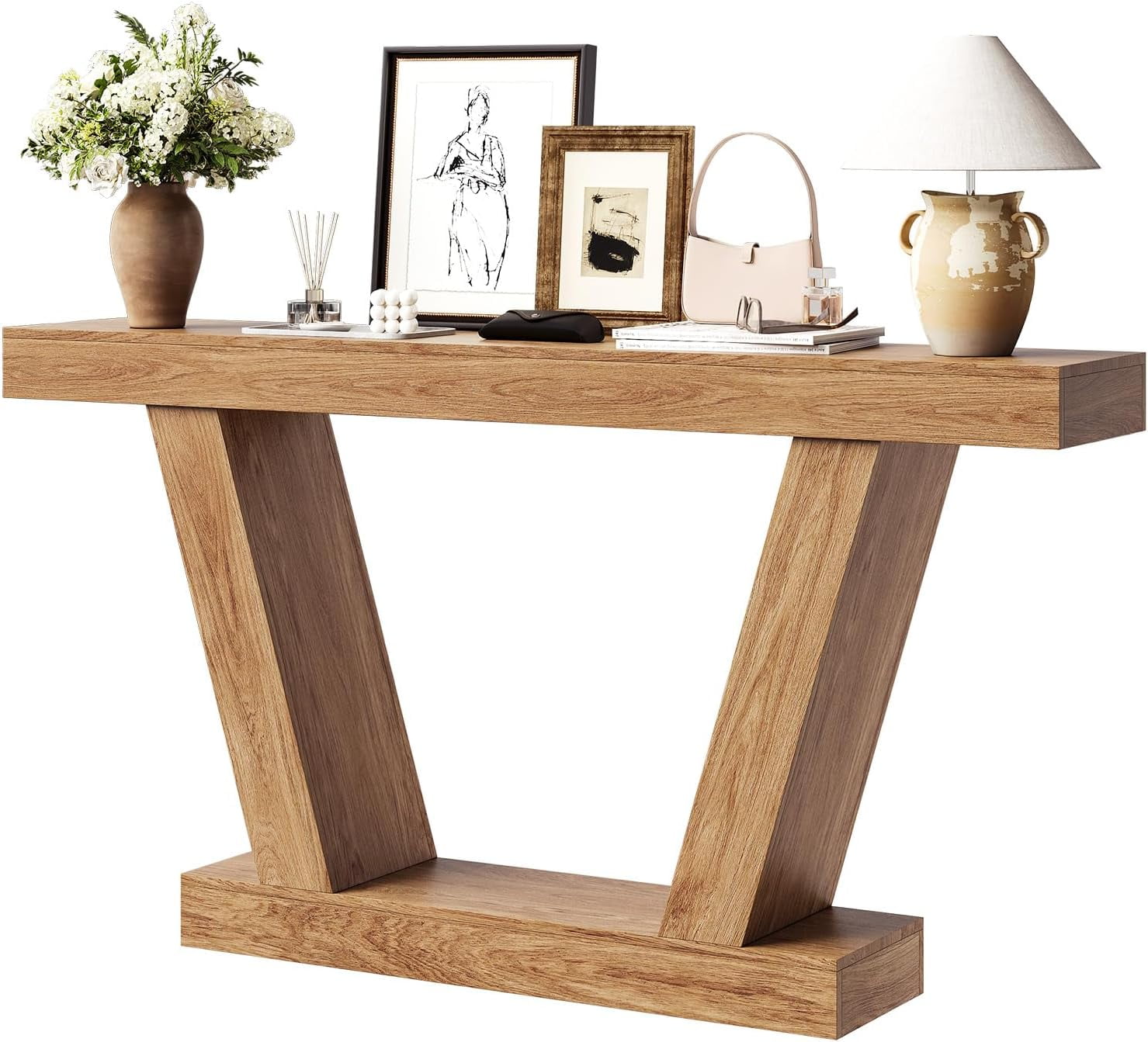 Console Sofa Table, 2-Tier Farmhouse Narrow Behind Couch Sofa, Extra ...