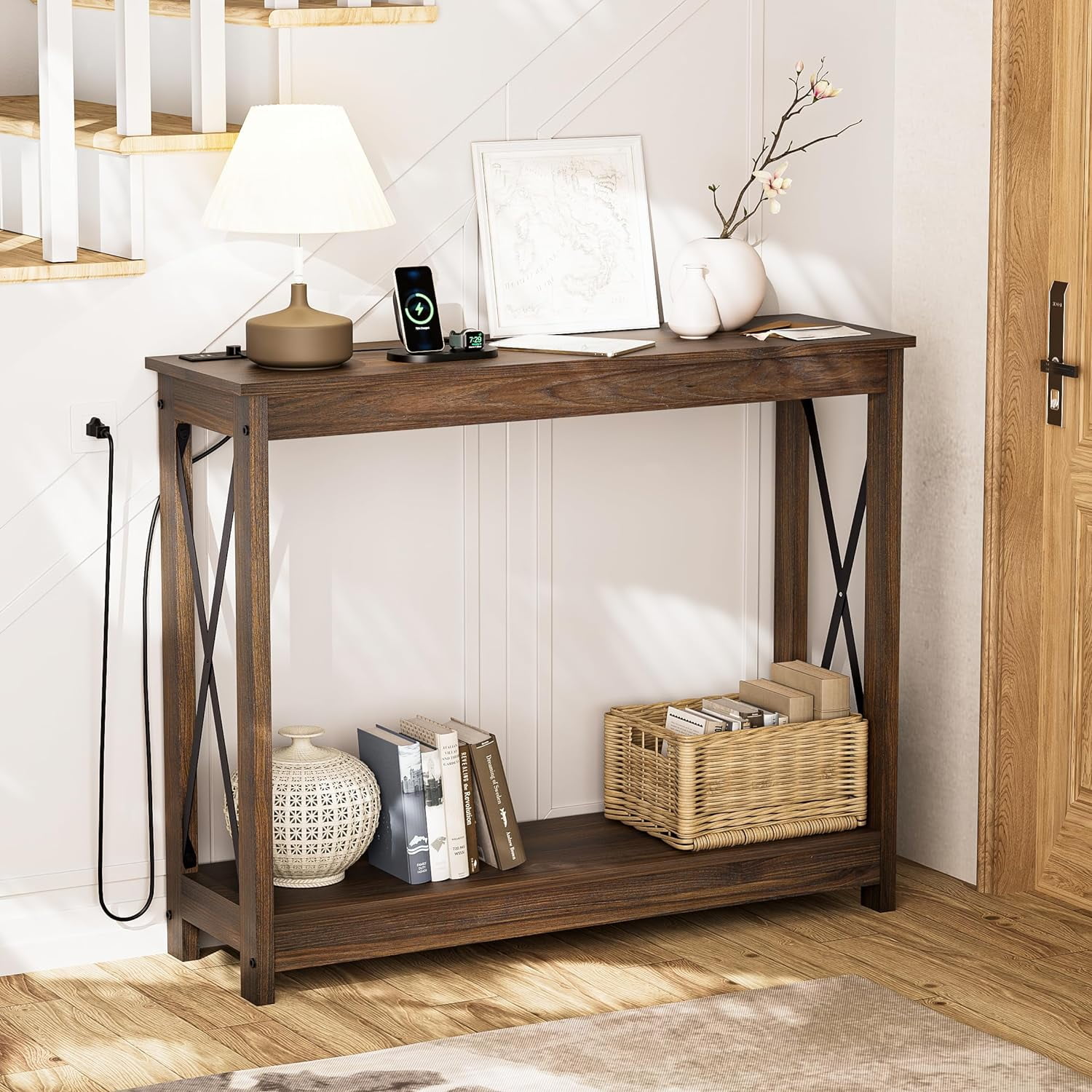 Console Sofa Table for Entryway, 40" Mid Century Modern Narrow Hallway ...