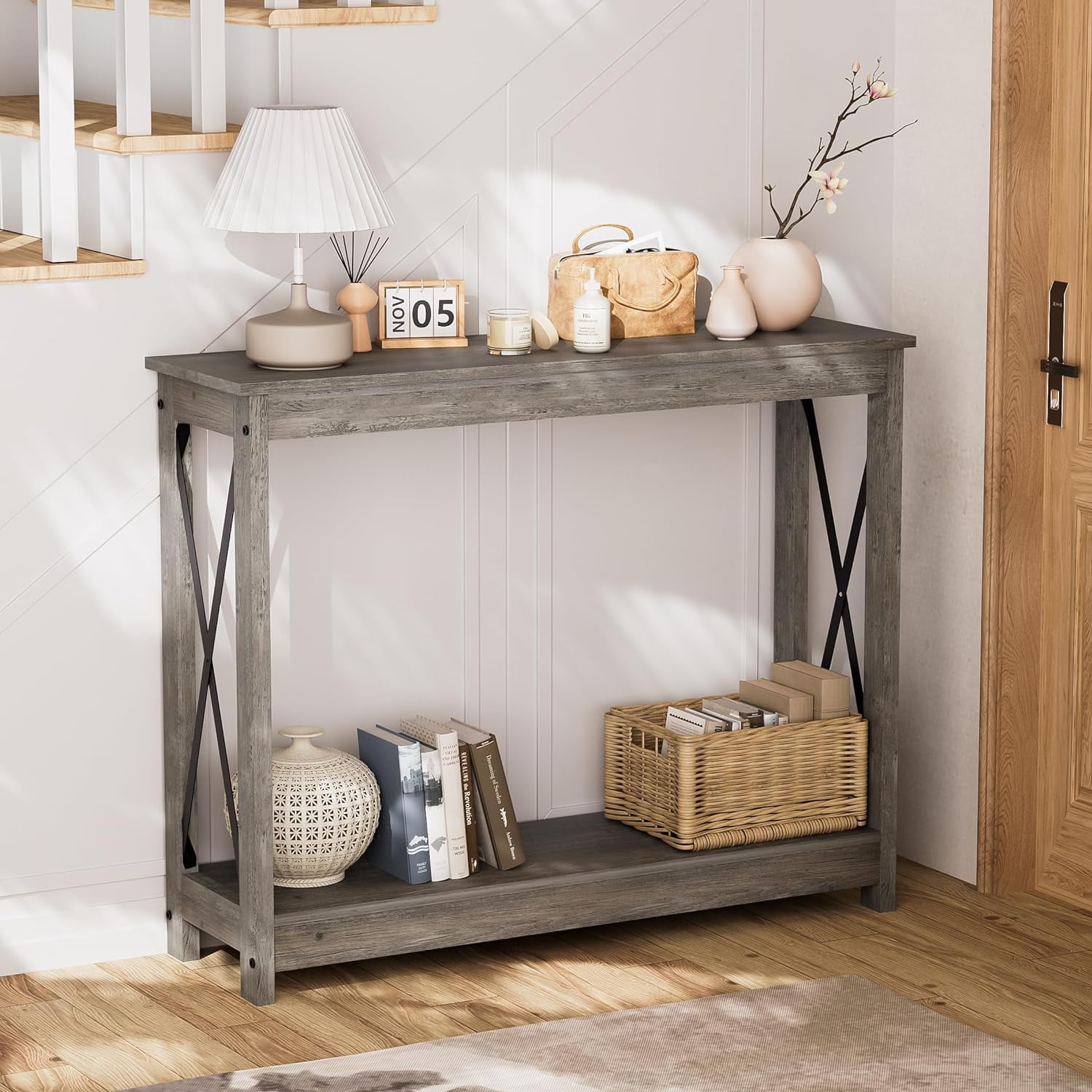 Console Sofa Table for Entryway, 40" Mid Century Modern Narrow Hallway ...