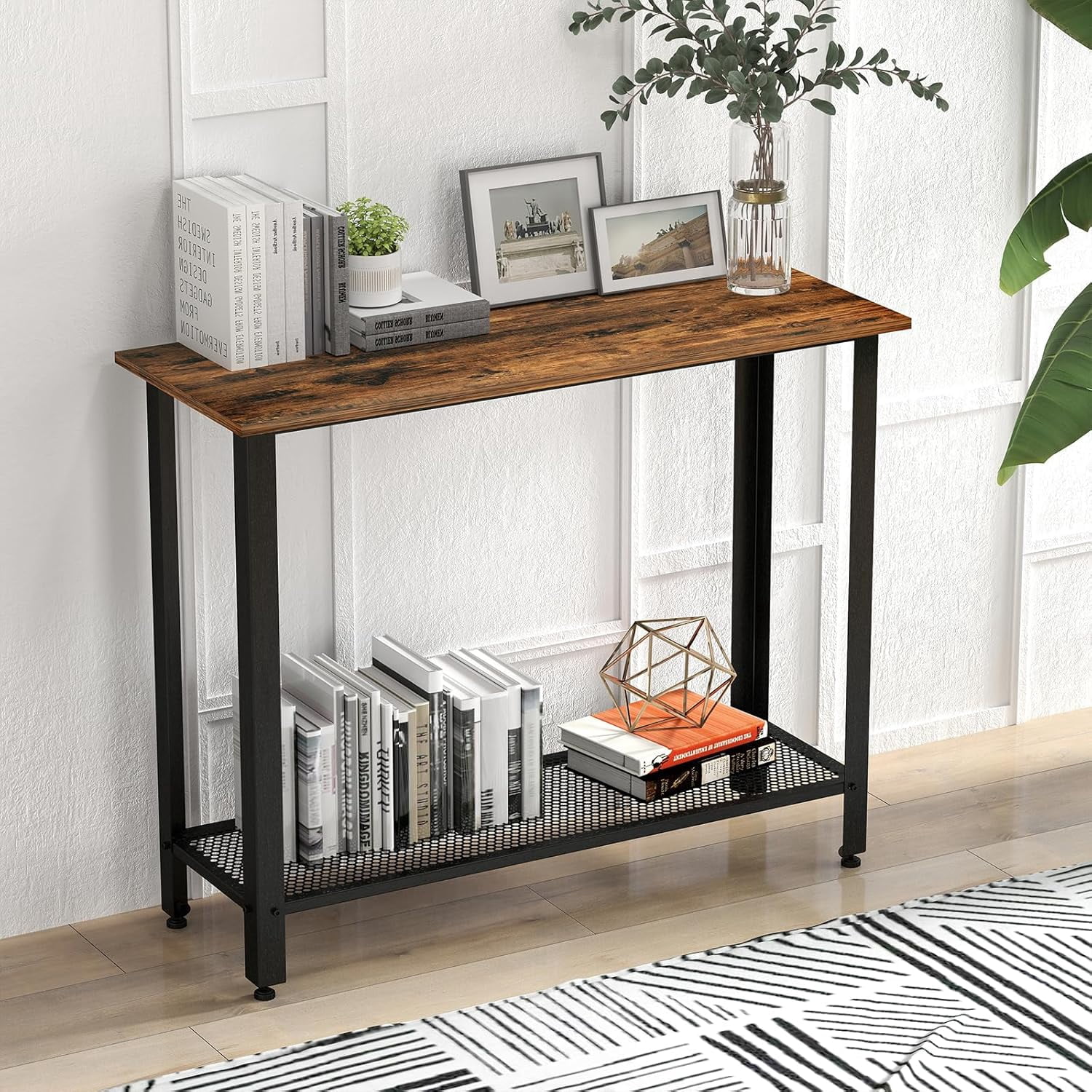 Console Sofa Table with Storage Shelf, 39.4" Long Narrow Entryway Table ...