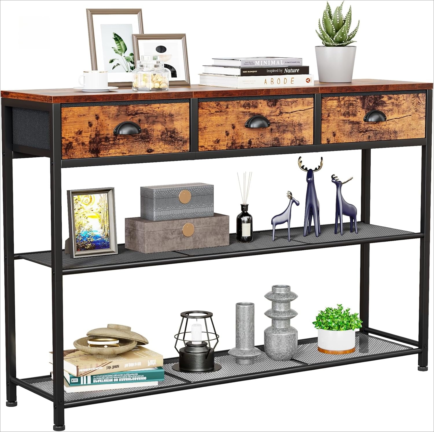 Console Sofa Table with Storage Shelves, Small 37.8 Inch Console Table ...