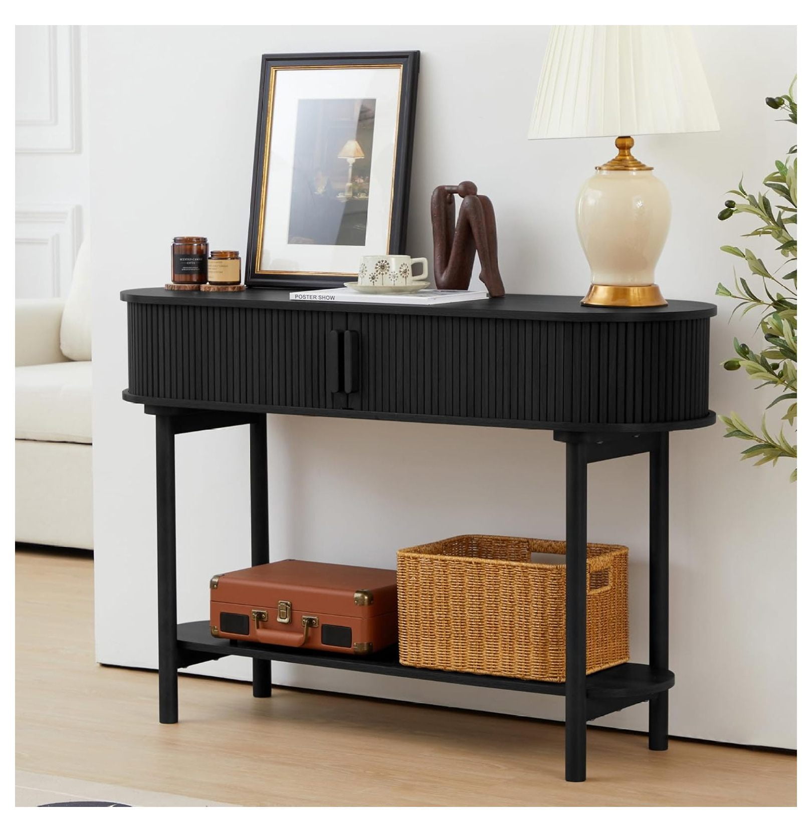 Console With Storage, 2-Tier Modern Sofa Table for Living Room ...