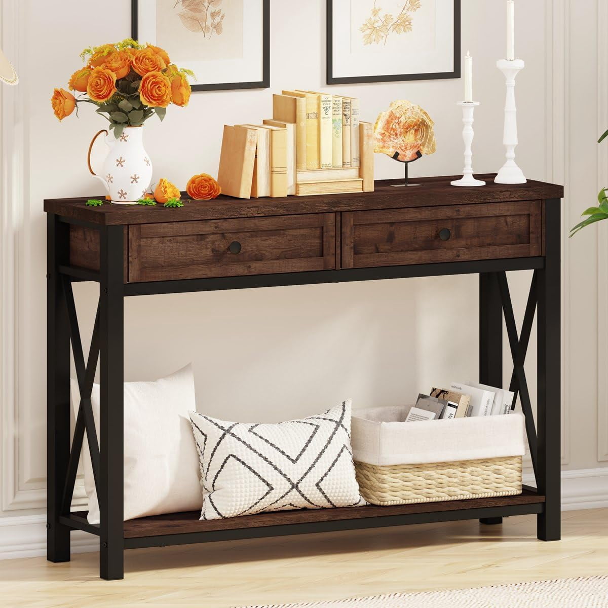Console Table with 2 Drawers, Entryway Tables with Storage, Sofa Table ...