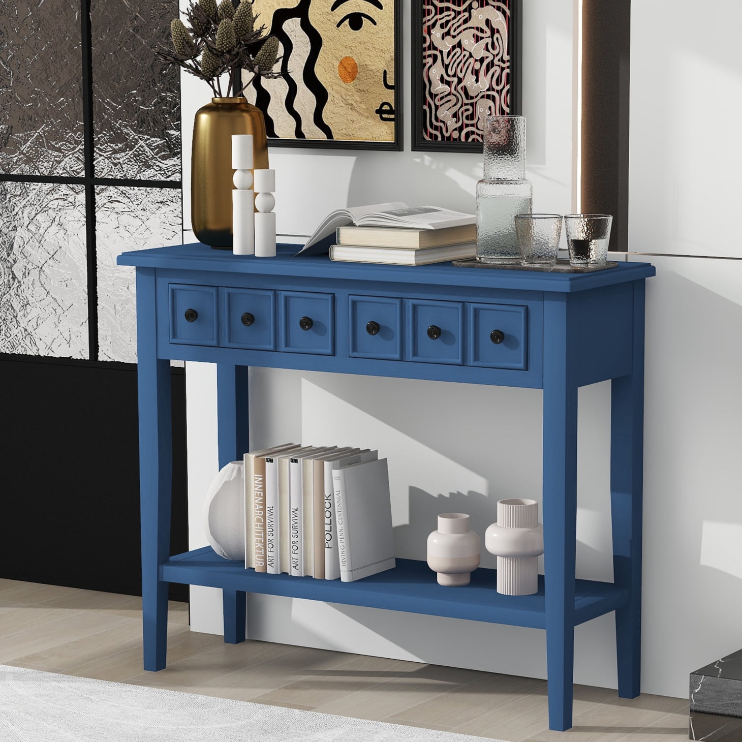 Console Table with 2 Drawers and Open Shelf, 38.2"L Console Sofa Table ...