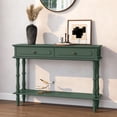 Console Table with 2 Drawers & Open Shelf, Green Retro Entryway Table ...