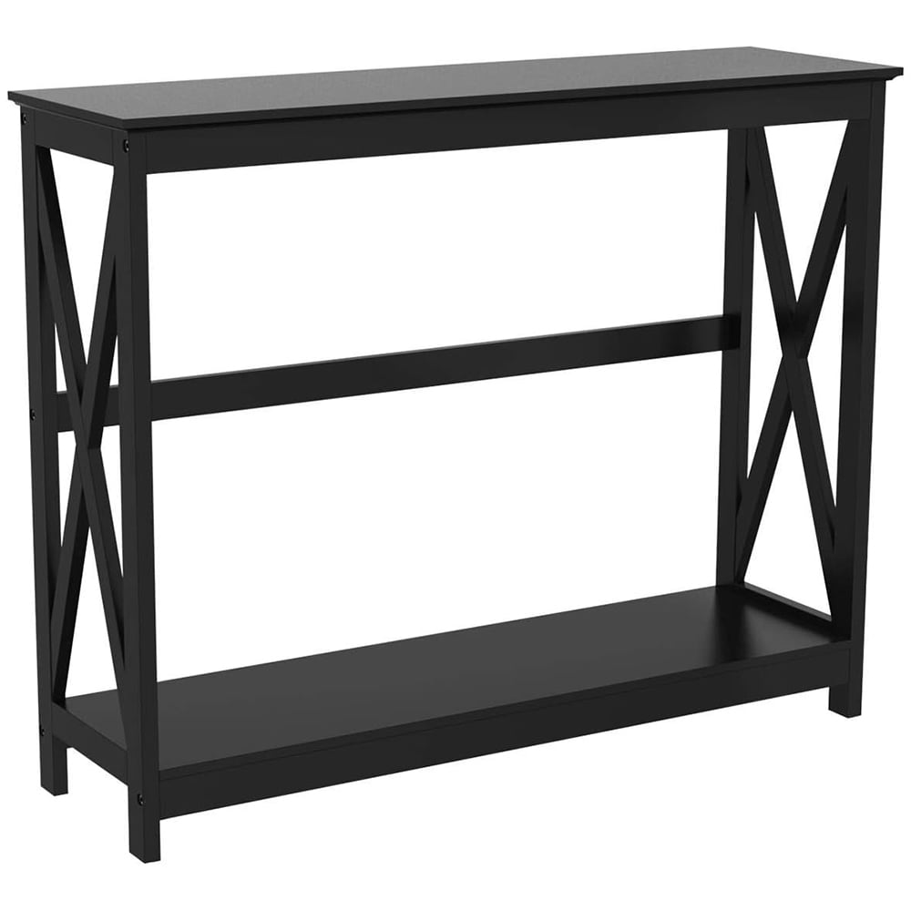 Slim Console Table for Entryway, 2-Tier Storage Shelf Sofa Table, X ...