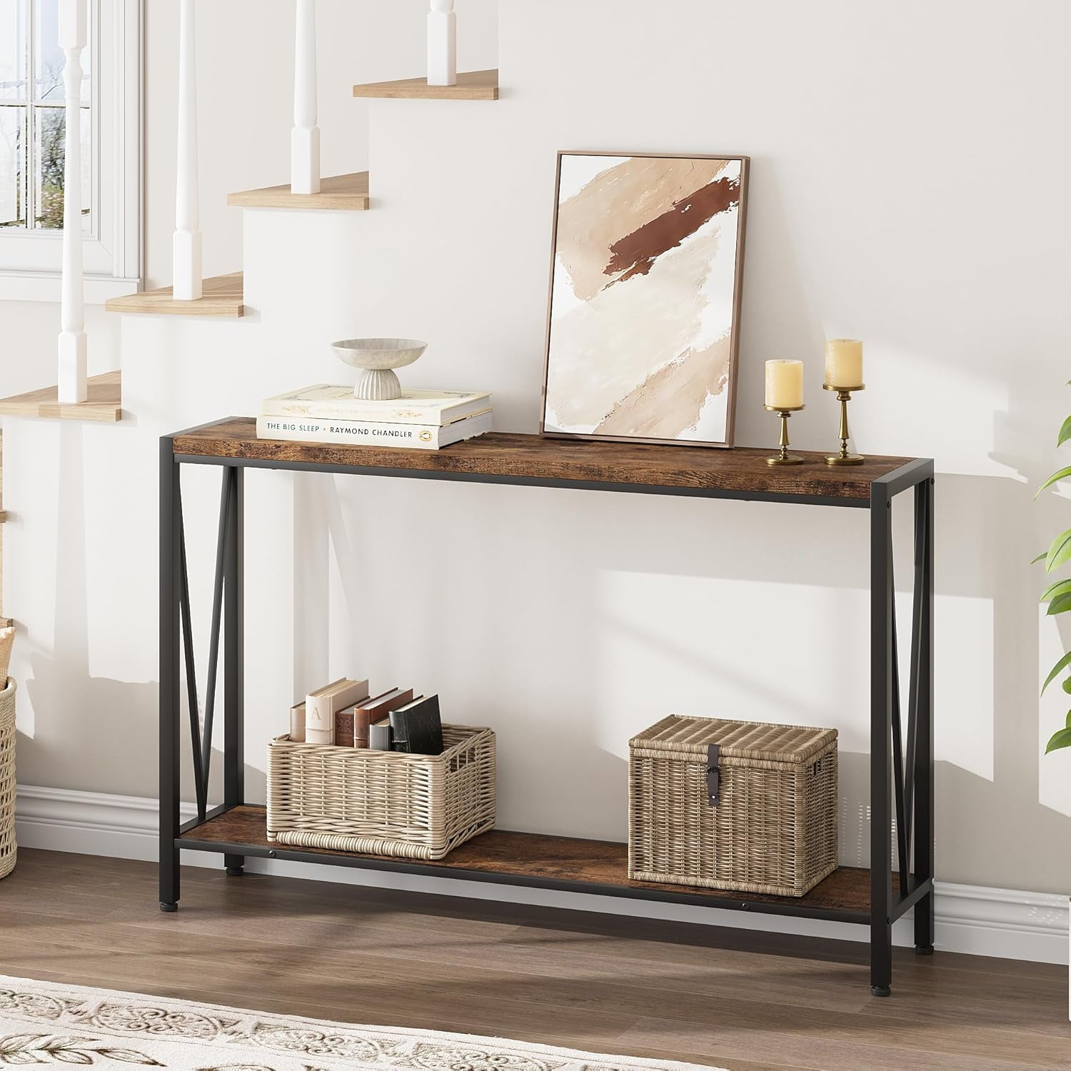 Console Table, 2-Tier Entryway Table with Storage, 43" Narrow Sofa ...