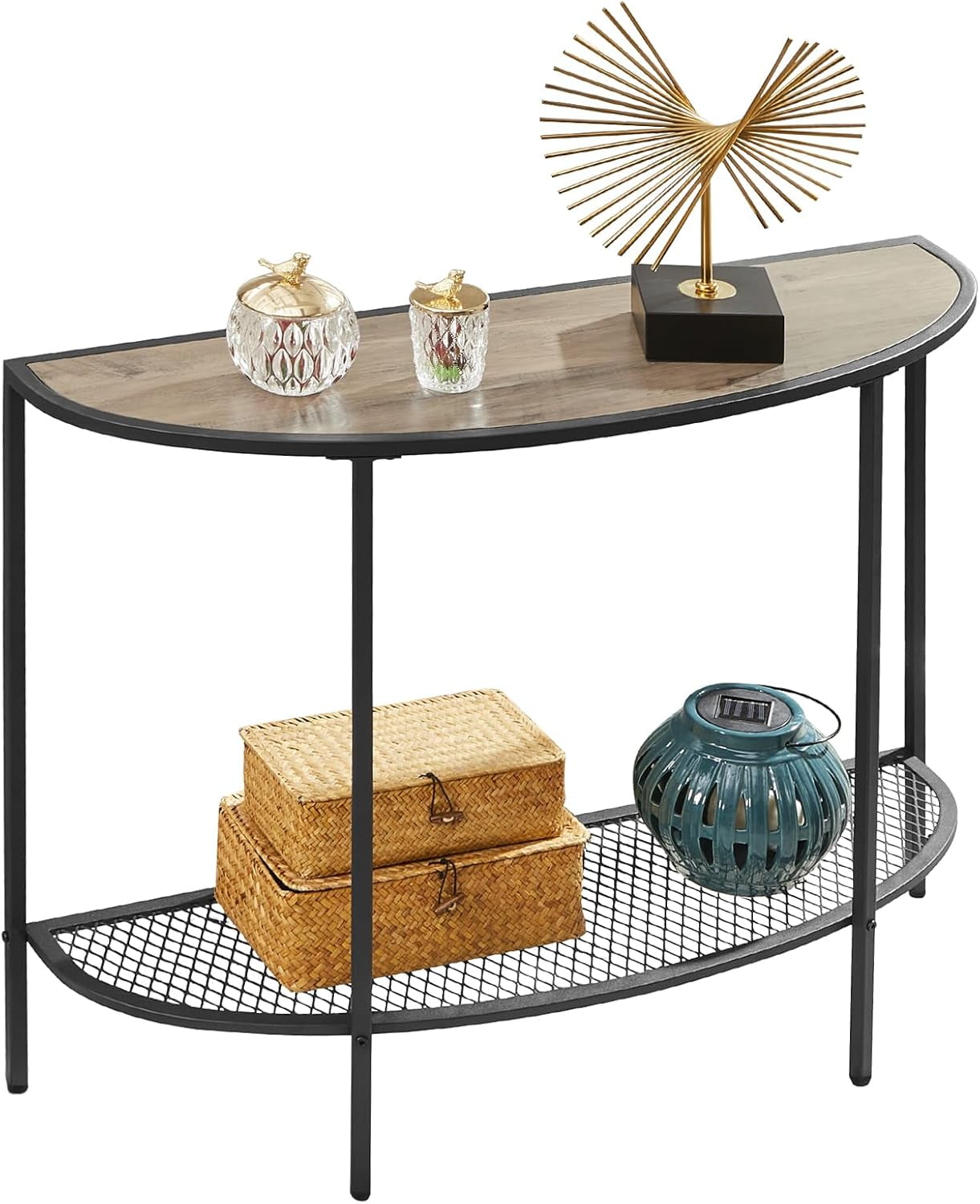 Console Table 2 Tier Narrow Entryway Table with Storage Shelves Half ...