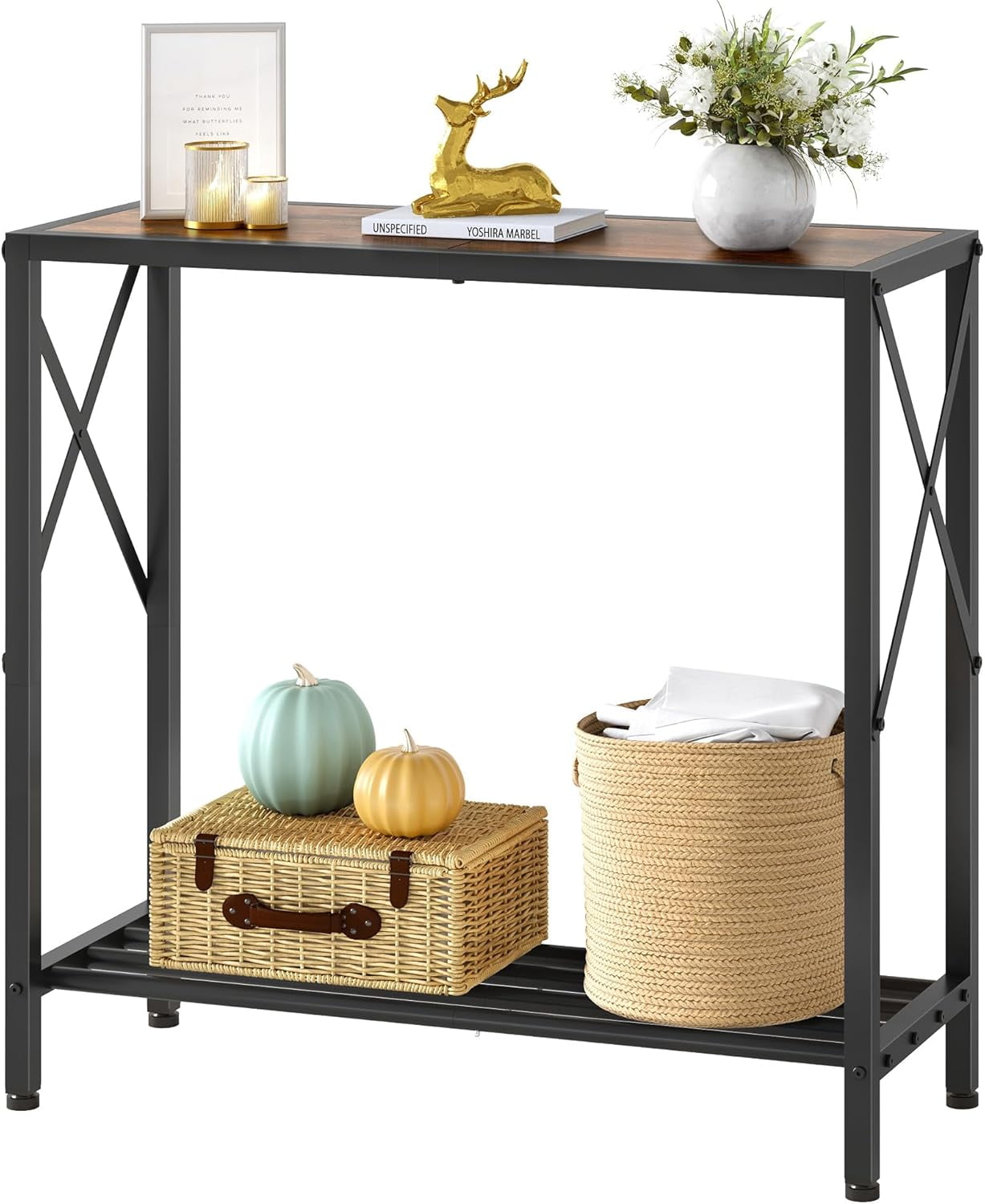 Console Table, 2 Tier Small Hallway Table, Narrow Sofa Table for ...