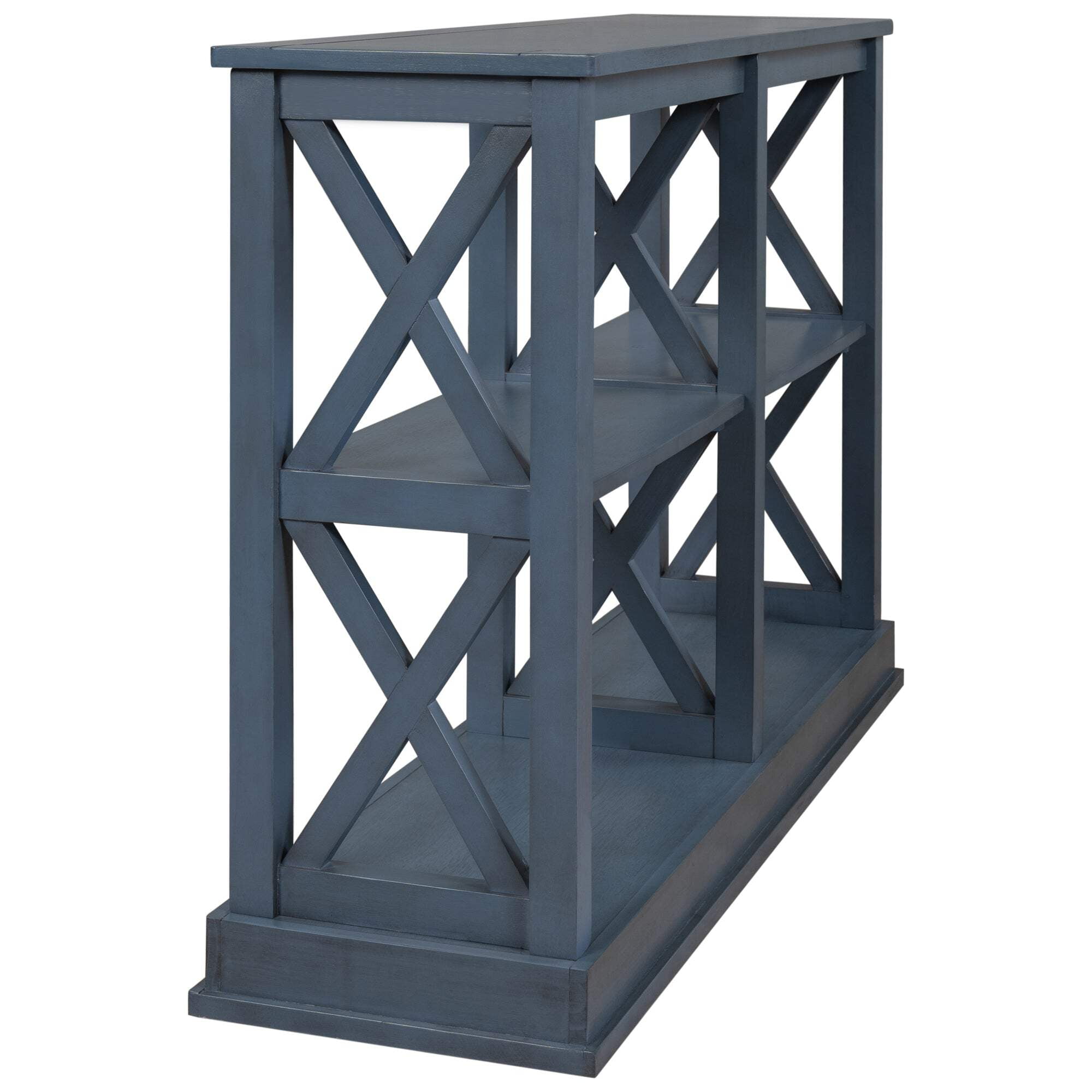 Console Table With 3 Tier Open Storage Spaces And "X" Legs, Narrow Sofa ...