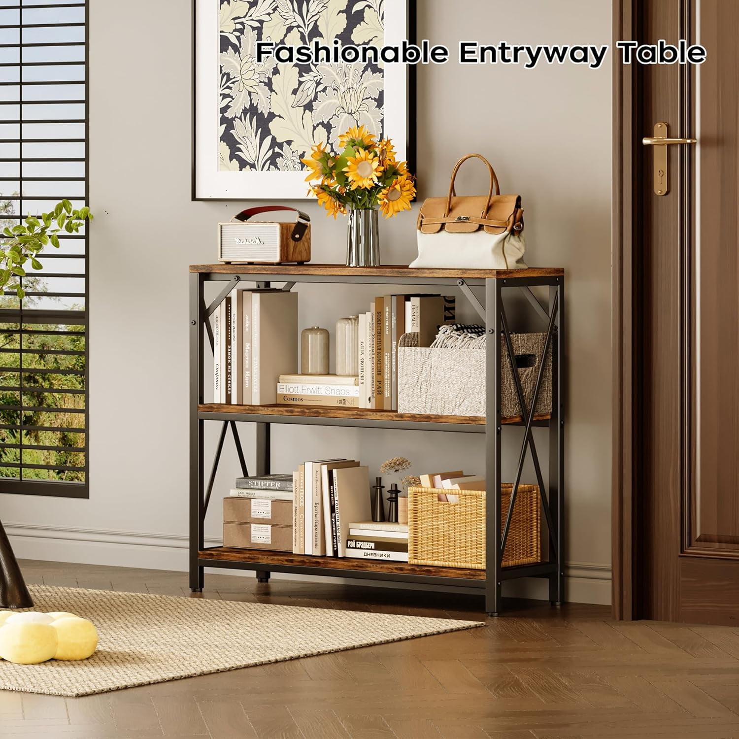 Console Table 31.5" Width, 3-Tier Entryway Table with Storage ...