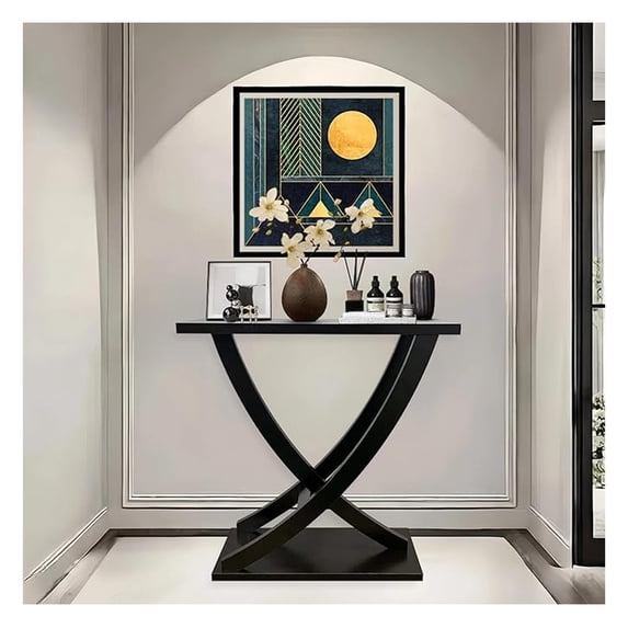 Console Table, 31-inch Farmhouse Wood Entryway Table with Curved ...