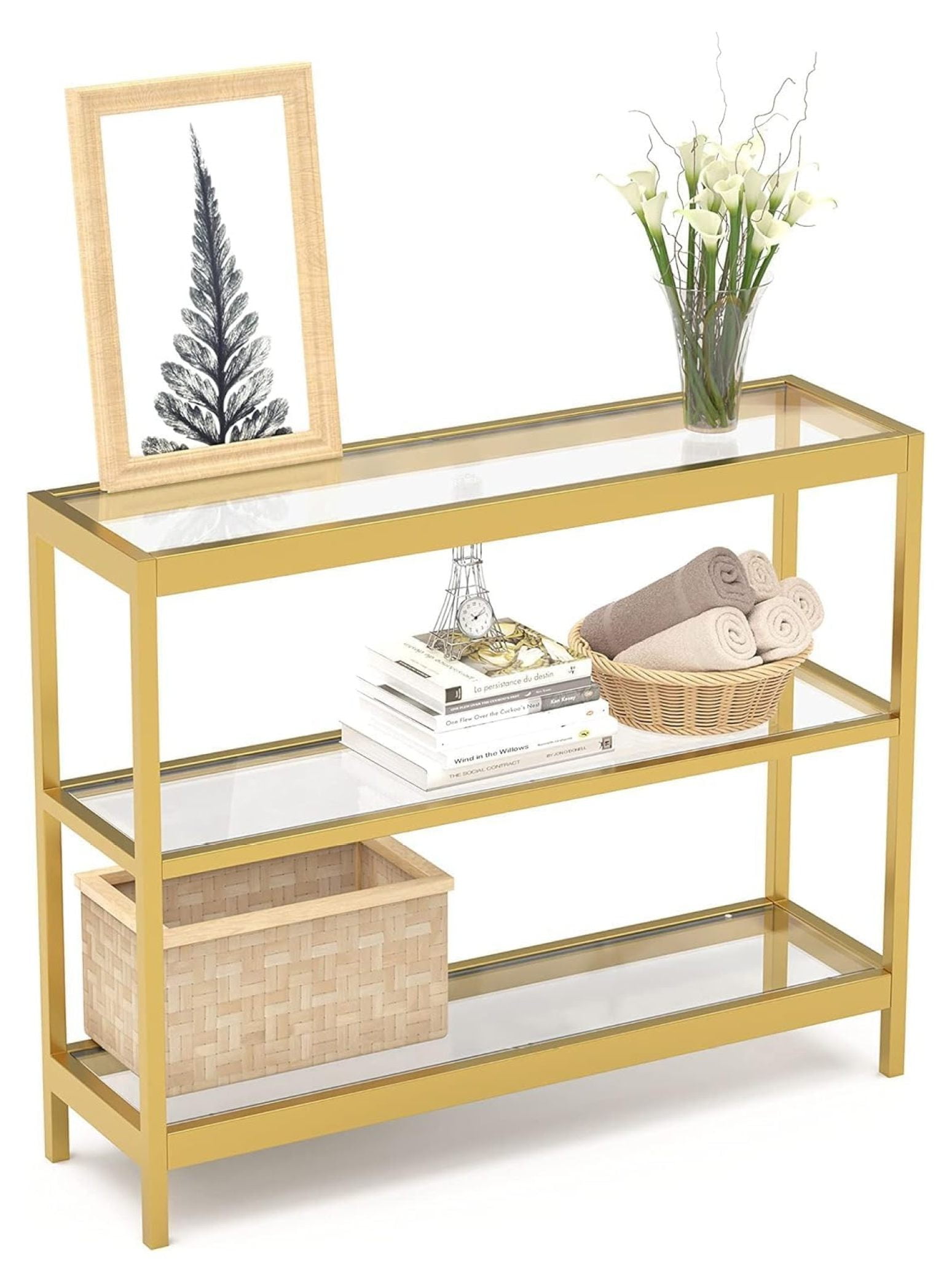 Console Table, 35" Entryway Table with 3 Tiers, Foyer Tables, Open ...