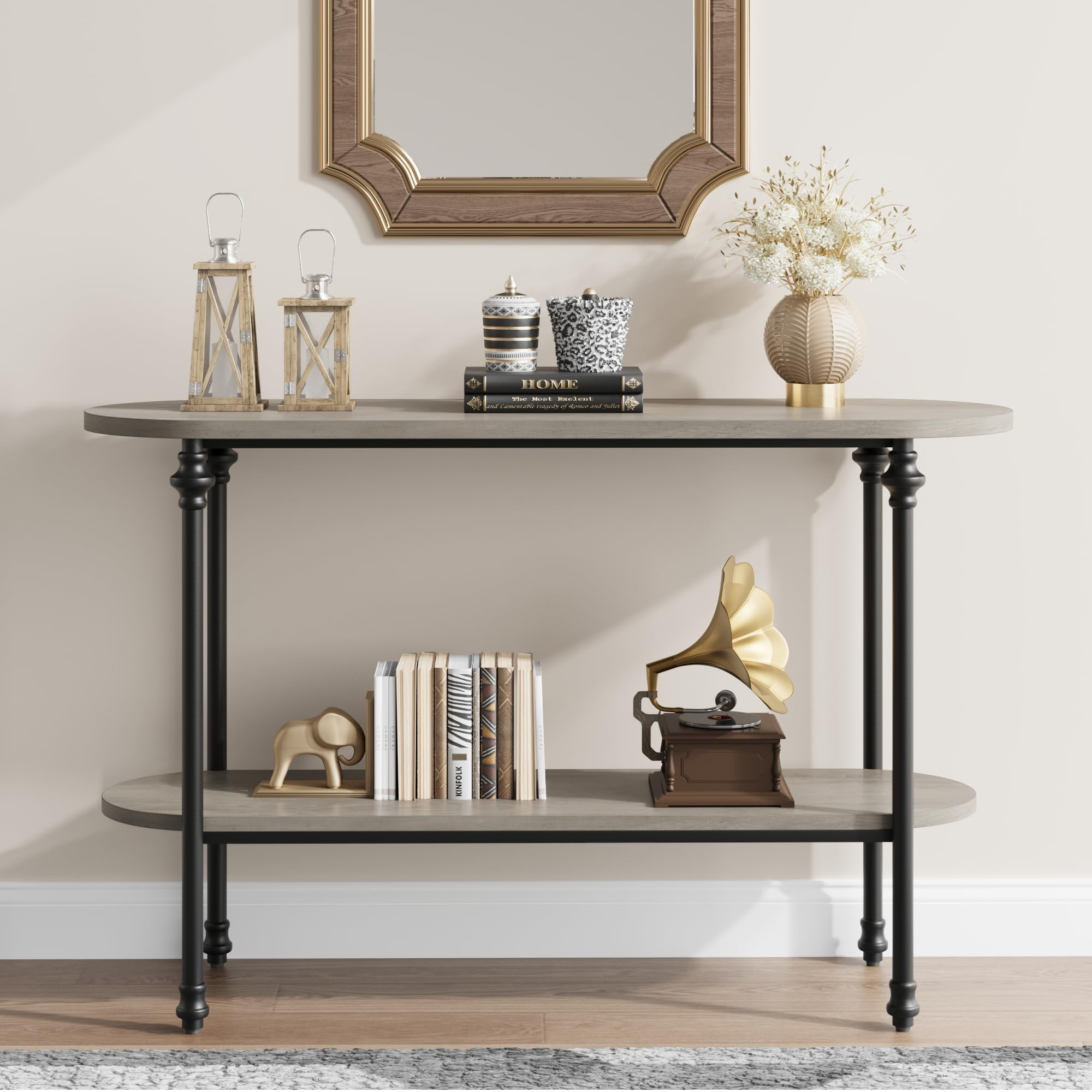 Console Table, 43.3" Entryway Table with Storage, 2 Tier Sofa Table ...