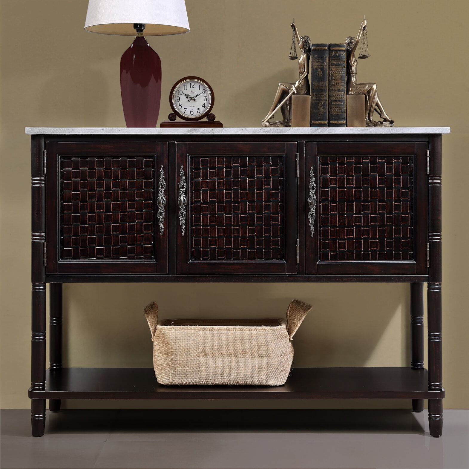 Console Table,47'' Farmhouse & Modern Wooden Sofa Table with 3 Storage ...