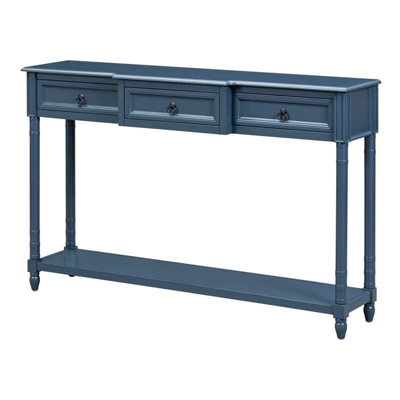 Console Table 52in Wood Sofa Table Entryway Table with Drawers(Navy ...
