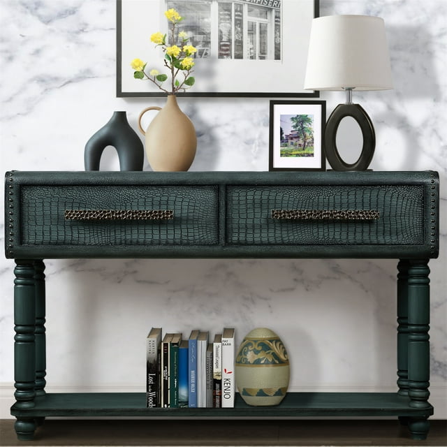 Console Table, 54 inch Imitation Crocodile Skin Apperance Retro Sofa ...