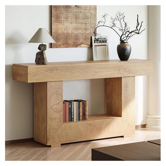 Console Table, 55" Rustic Sofa Table with Storage, Wooden Farmhouse ...