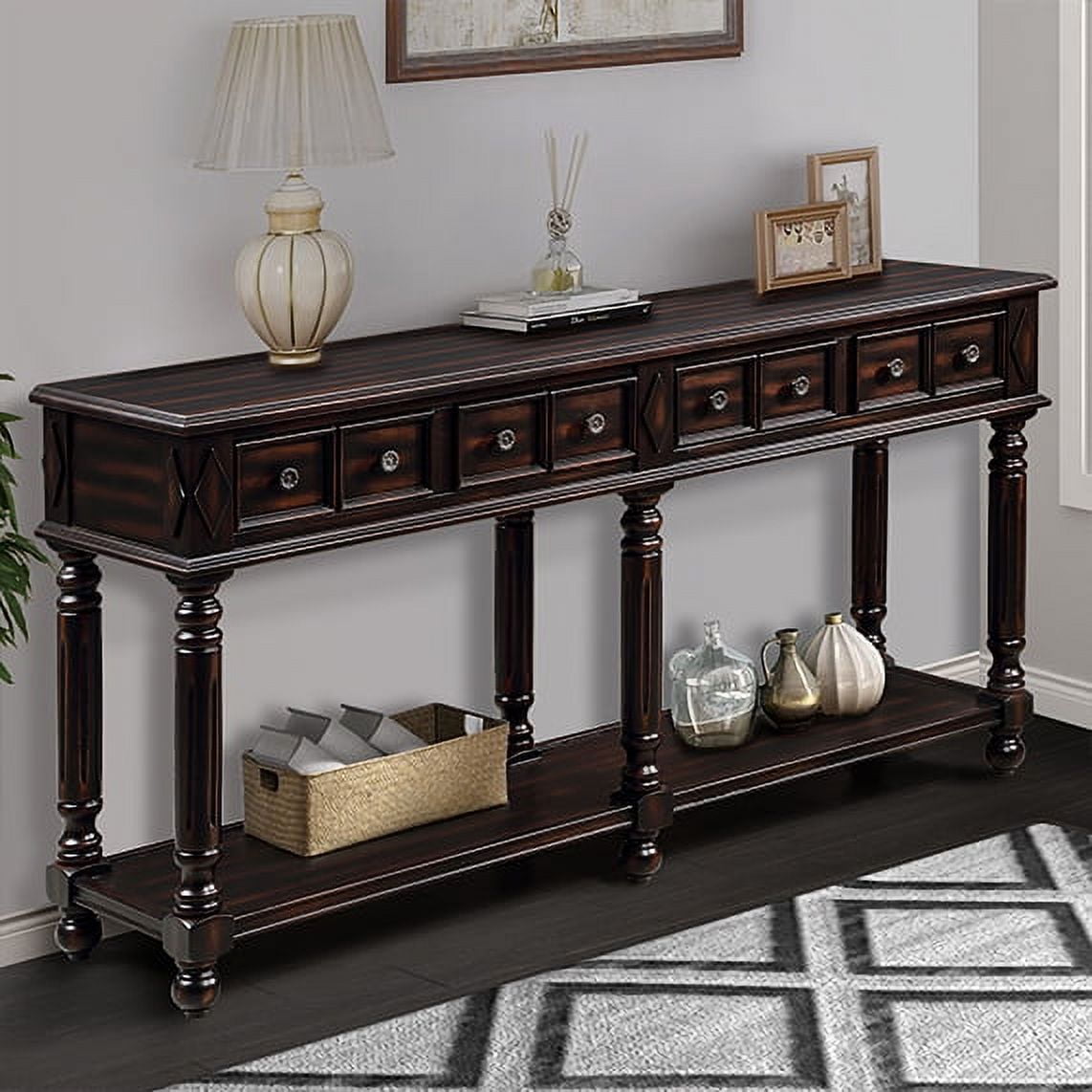 Console Table, 58 inch Long Sideboard Table with 2 Drawers and Bottom ...