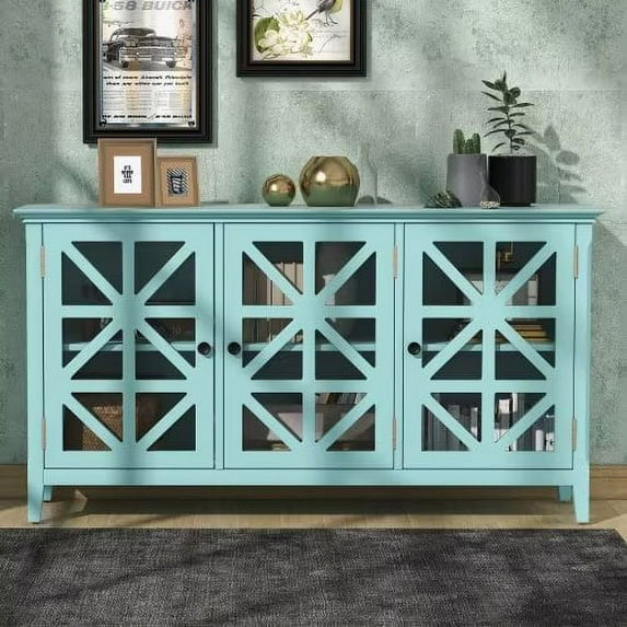Console Table,62.2’’ Accent Cabinet Modern Storage Cabinet with 3 Doors ...