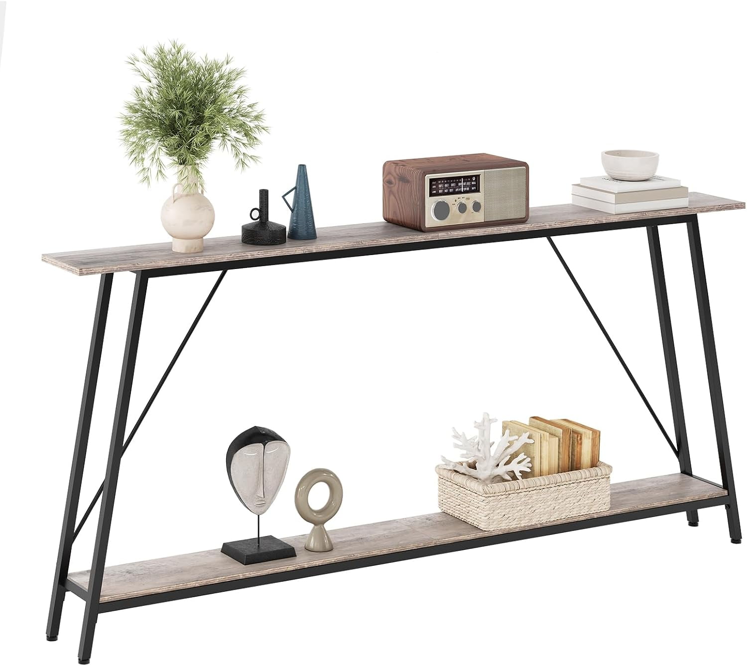 Console Table, 71" 2-Tier Sofa Tables, Narrow Entryway Table, Behind ...